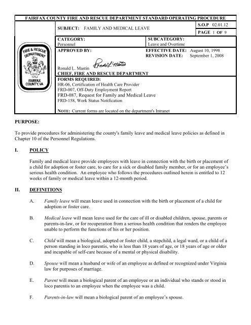 Family and Medical Leave SOP