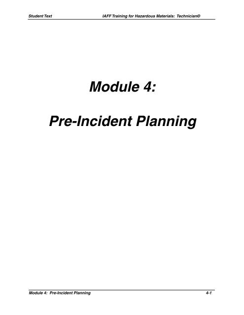 Module 4: Pre-Incident Planning - International Association of Fire ...