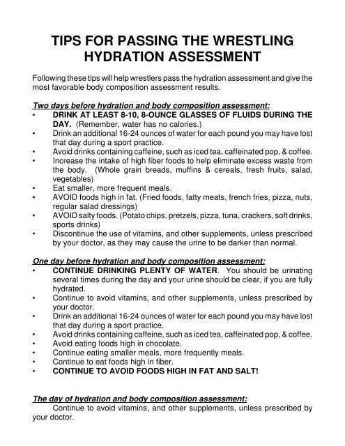 tips for passing the wrestling hydration assessment