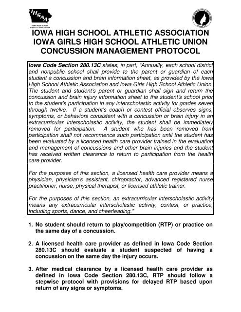Concussion Management Protocol - Iowa High School Athletic ...