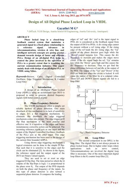 Design of All Digital Phase Locked Loop in VHDL - Ijera.com