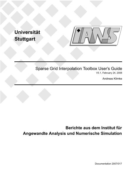 Sparse Grid Interpolation Toolbox Printed Documentation