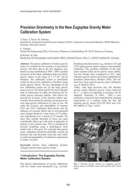Precision Gravimetry in the New Zugspitze Gravity Meter Calibration ...