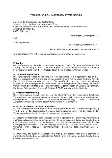 Anlage III-3 Discovery System_Vereinbarung zur ... - DPMA