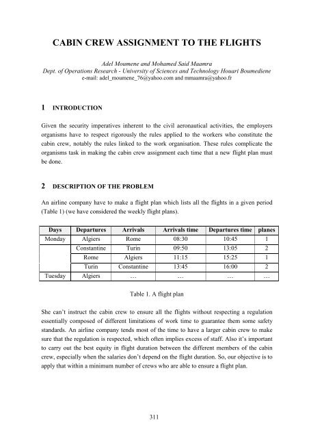 CABIN CREW ASSIGNMENT TO THE FLIGHTS - Iasi.cnr.it