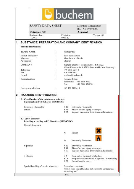 Safety Data Sheet - Buchem Chemie + Technik Gmbh und Co. KG