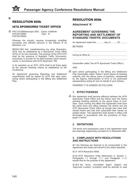 Passenger Agency Conference Resolutions Manual - IATA