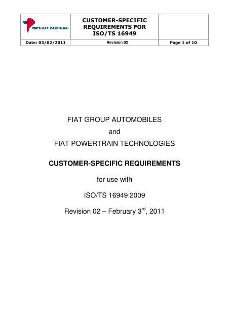 FIAT GROUP AUTOMOBILES and FIAT POWERTRAIN ... - IATF