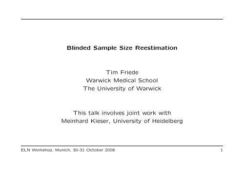 Blinded Sample Size Reestimation Tim Friede Warwick ... - IBE