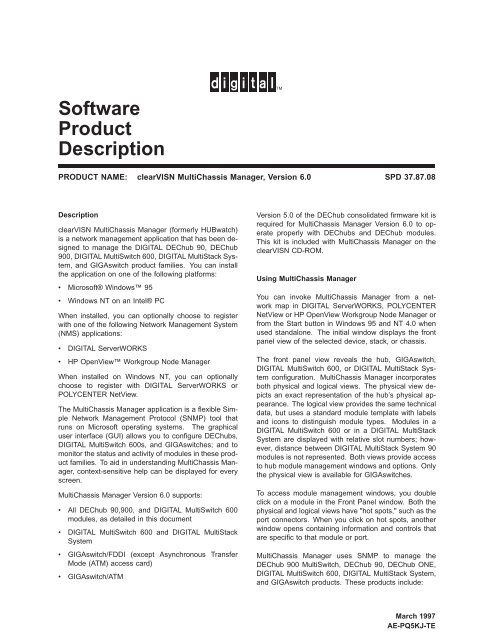 Software Product Description