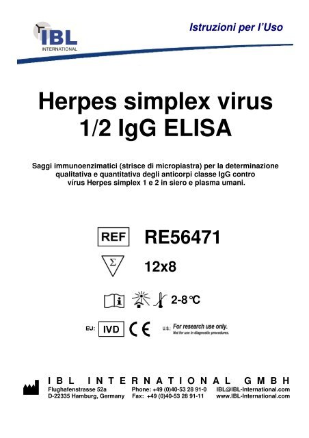 Herpes simplex virus 1/2 IgG ELISA - IBL international