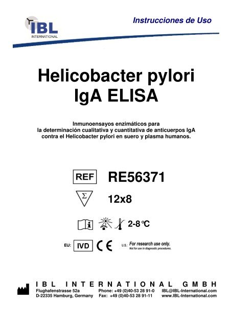 Helicobacter pylori IgA ELISA - IBL international