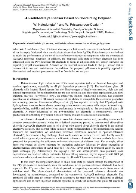 All-solid-state pH Sensor Based on Conducting Polymer W ...