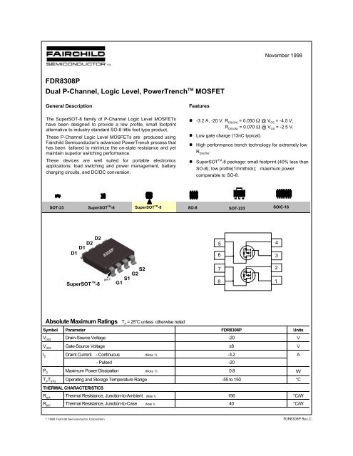 FDR8308P Dual P-Channel, Logic Level, PowerTrench TM MOSFET