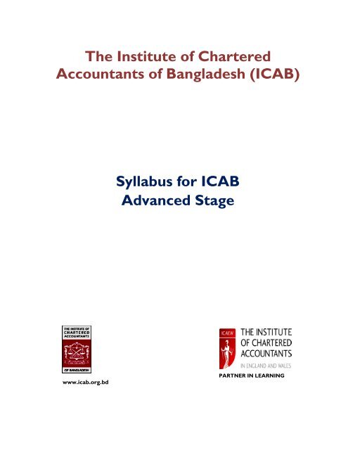 Syllabus for ICAB Advanced Stage