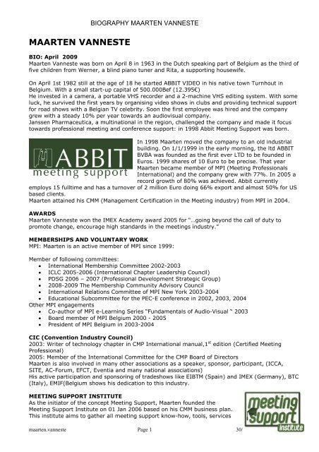 Maarten Vanneste - Biography - ICCA