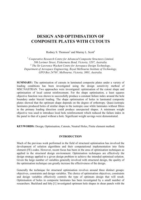 design and optimisation of composite plates with cutouts - ICCM