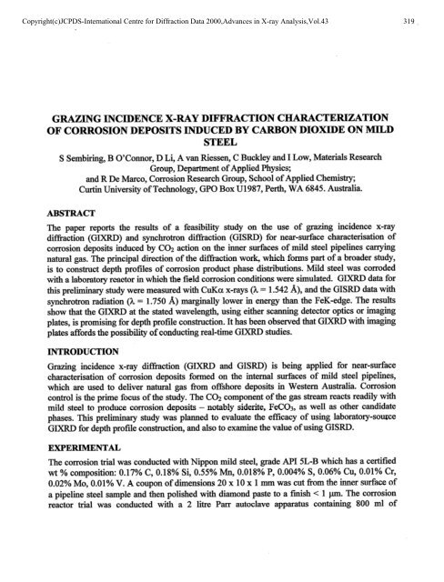GRAZING INCIDENCE X-RAY DIFFRACTION ... - ICDD