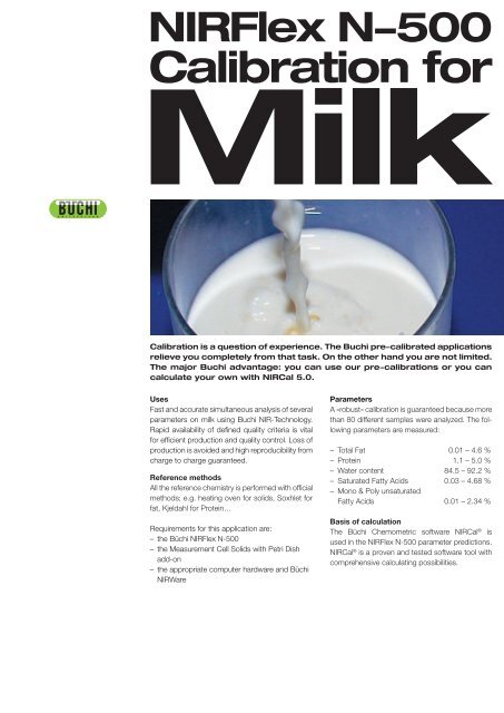 Nirflex N-500 Calibration for Milk - Büchi Labortechnik Gmbh
