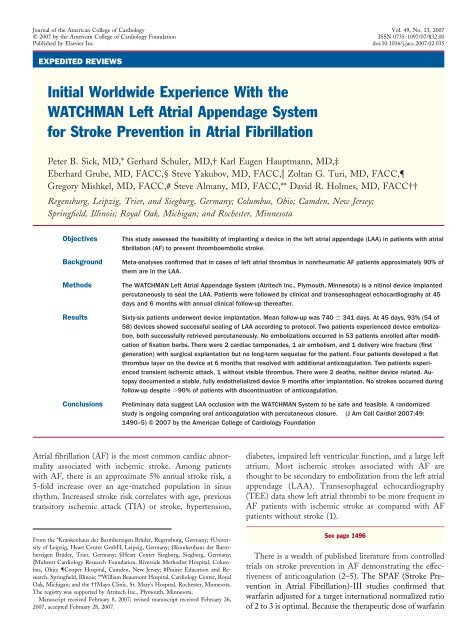 Pdf Journal Of The American College Of Cardiology