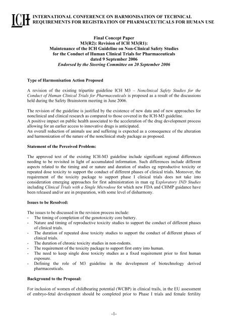 Concept Paper - ICH
