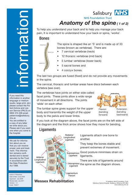 Anatomy of the spine( 1 of 2) - ICID - Salisbury NHS Foundation Trust