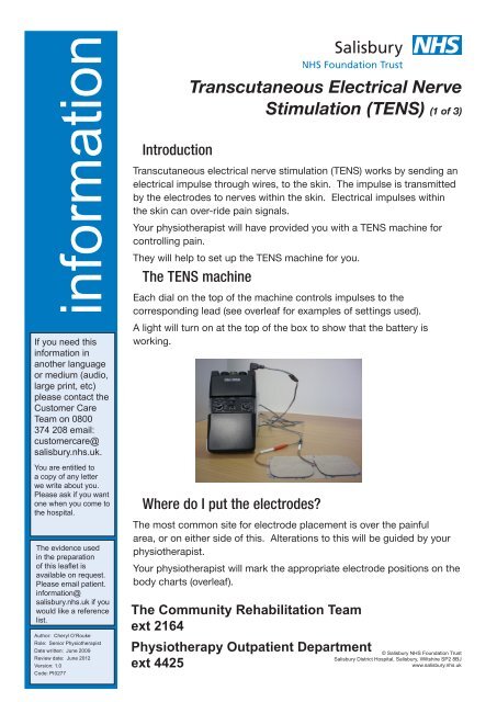 (TENS) (1 of 3) - ICID - Salisbury NHS Foundation Trust