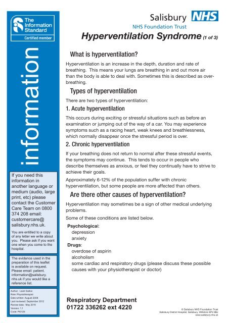 Hyperventilation Syndrome - ICID - Salisbury NHS Foundation Trust