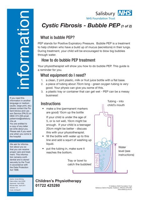 Cystic Fibrosis - Bubble PEP(1 of 2) - ICID - Salisbury NHS ...