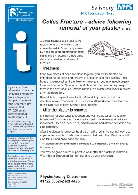 Colles Fracture - ICID - Salisbury NHS Foundation Trust
