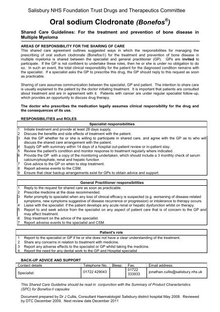 Oral sodium Clodronate - ICID - Salisbury NHS Foundation Trust