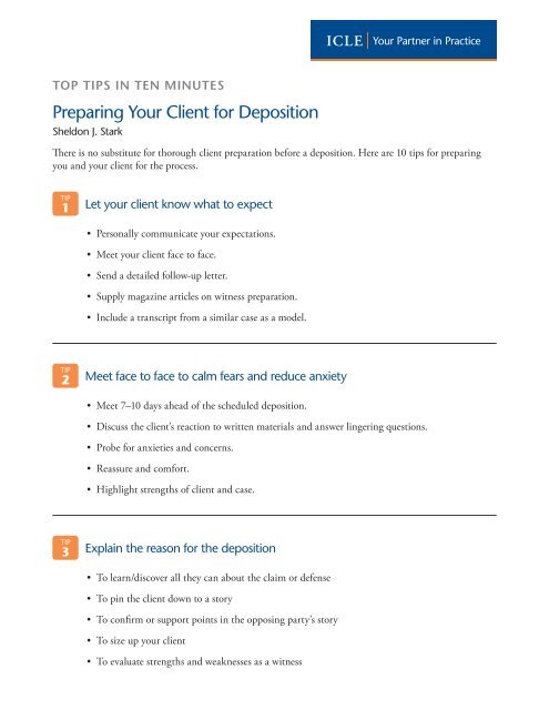 Preparing Your Client for Deposition