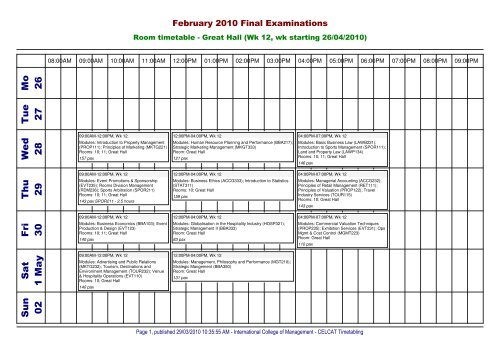 CELCAT Timetable - International College of Management Sydney