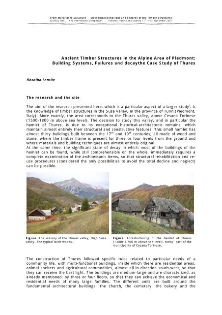 Ancient Timber Structures in the Alpine Area of Piedmont ... - Icomos