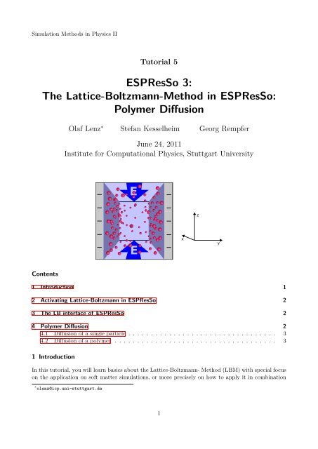 Worksheet for tutorial 5 - Institute for Computational Physics