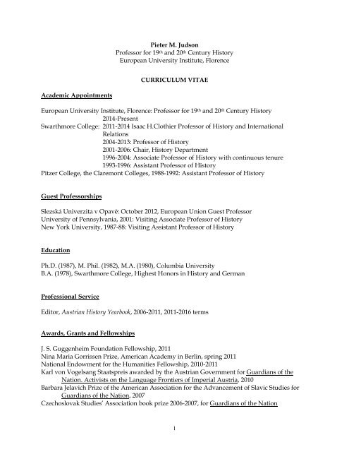 Extended CV - European University Institute