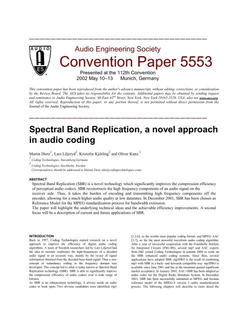 Spectral Band Replication, a Novel Approach in Audio Coding