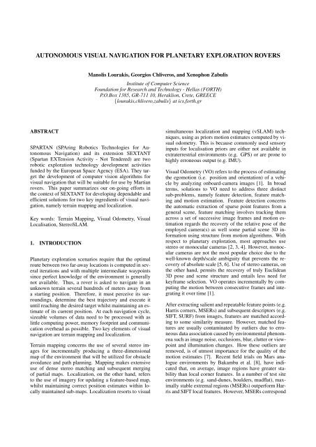 autonomous visual navigation for planetary exploration rovers - ICS ...
