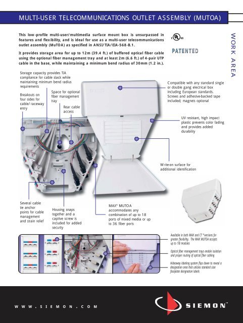 multi-user telecommunications outlet assembly (mutoa) - ICS