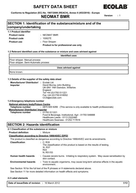 MSDS data sheet - Industrial Cleaning Supplies (Liverpool)
