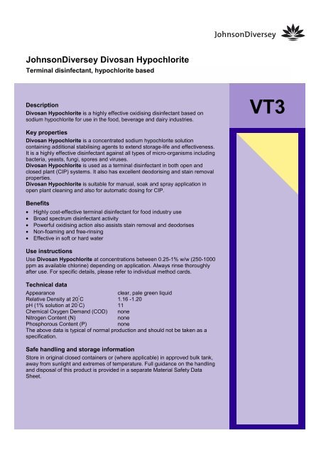 JohnsonDiversey Divosan Hypochlorite