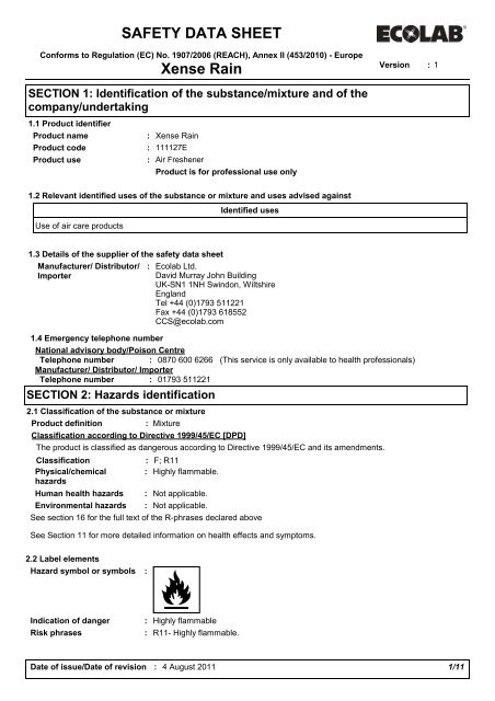 MSDS data sheet - Industrial Cleaning Supplies (Liverpool)