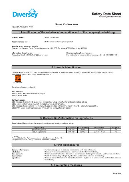 MSDS data sheet - Industrial Cleaning Supplies (Liverpool)