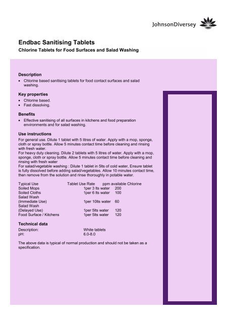 Endbac Sanitising Tablets