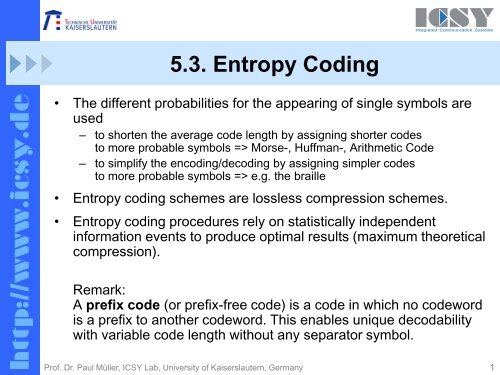 5 3 Entropy Coding Icsy