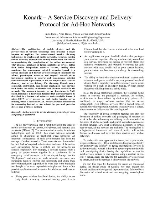 A Service Discovery and Delivery Protocol for Ad-Hoc Networks