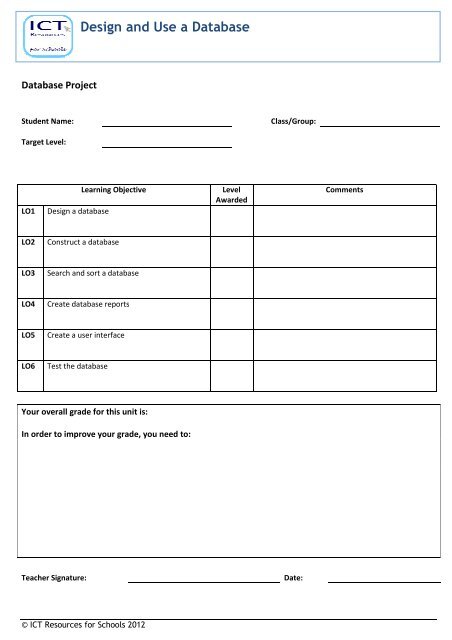 Design and Use a Database - ICT Resources for Schools