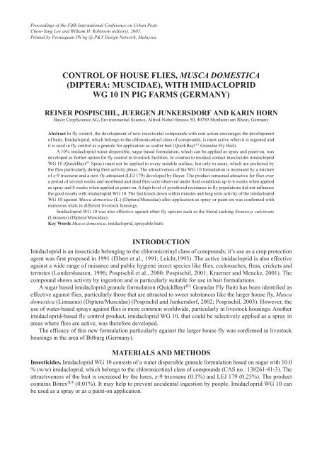 control of house flies, musca domestica (diptera: muscidae)