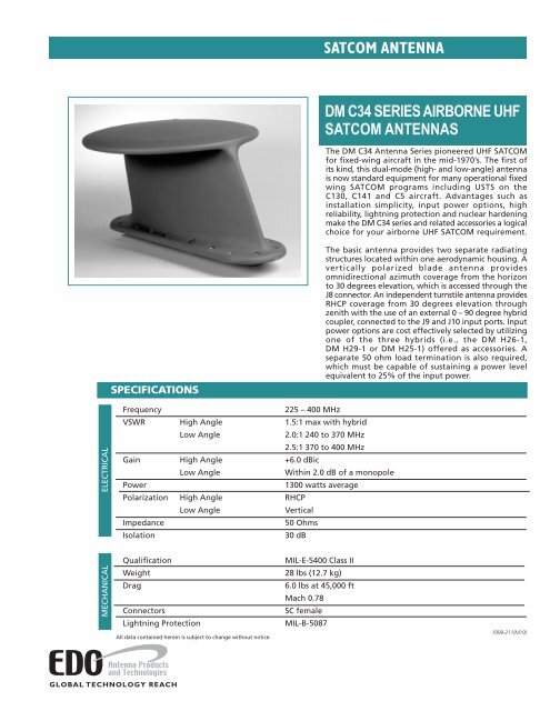 satcom antenna dm c34 series airborne uhf satcom antennas