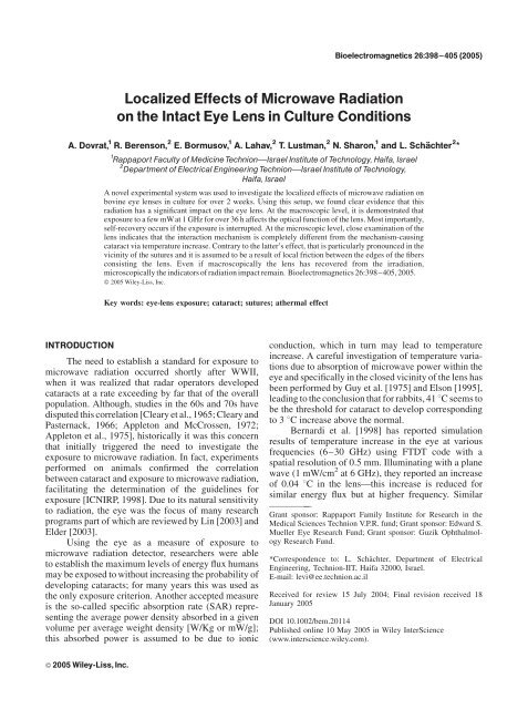Localized effects of microwave radiation on the intact eye lens in ...